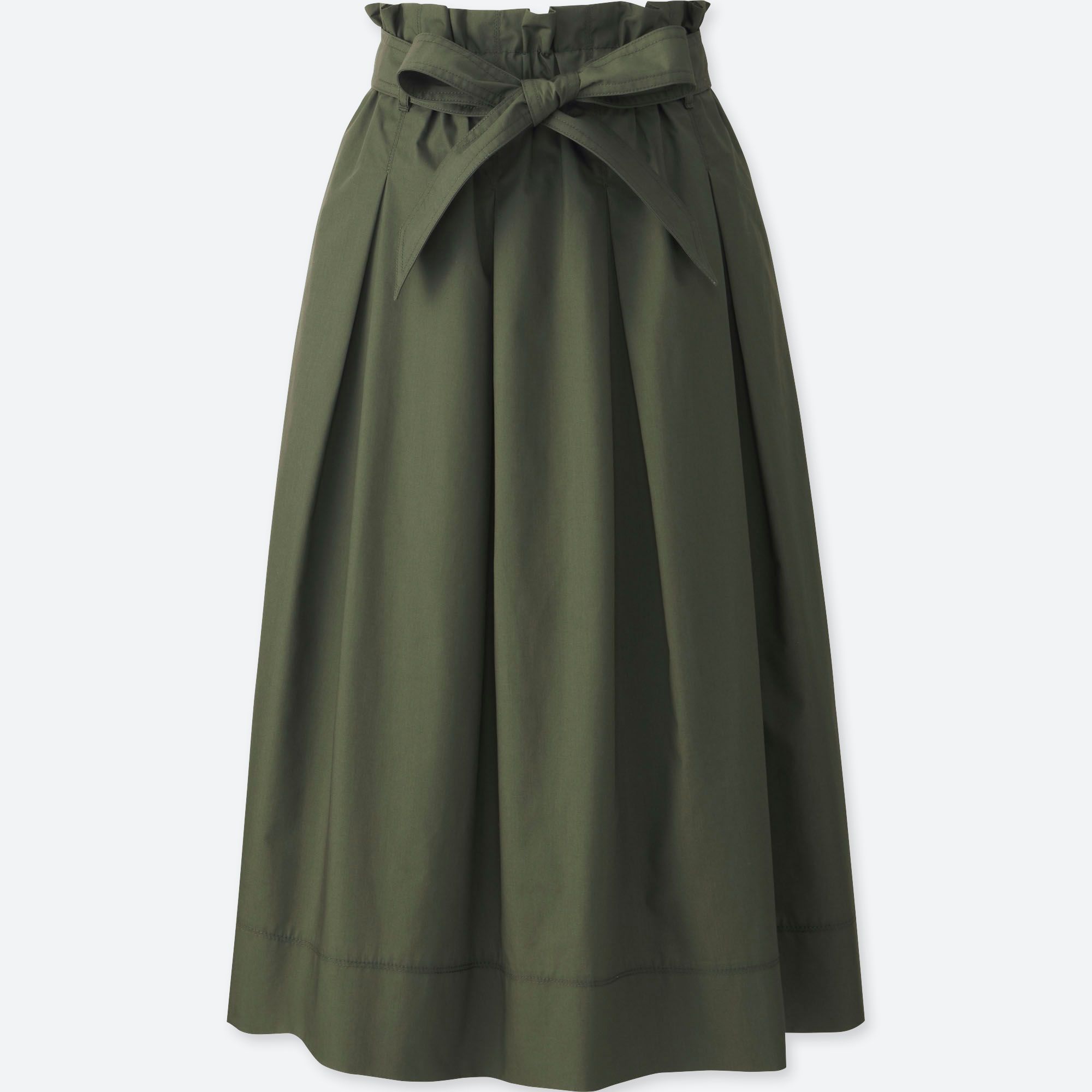 Women High Waist Belted Flare Midi Skirt Uniqlo Us
